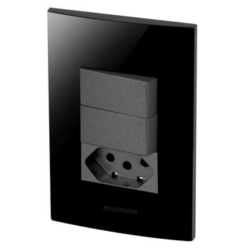 Conjunto 2 Paralelos + 1 Tomada 20A - Inova Black / Grafite - Alumbra ...