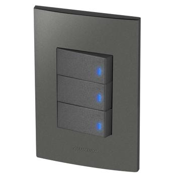 Conjunto 3 Interruptores Led - Inova Grafite - Agt33 - Alumbra ...