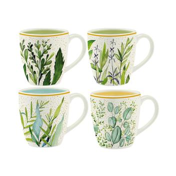 Conjunto 4 Canecas Chá Cerâmica 379Ml Siena Folhas - Corona - Caneca de ...