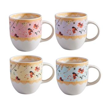 Conjunto 4 Canecas Chá Cerâmica 397Ml Sussurro Pássaro - Corona ...