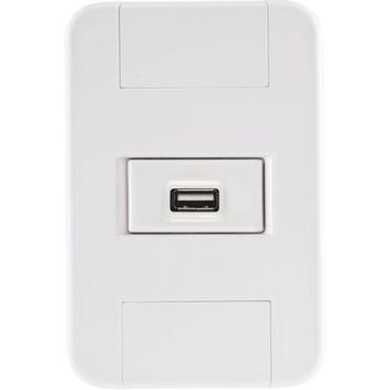 Conjunto 4x2 com 1 Tomada USB 1,5 A Bivolt Tramontina Tablet Branco ...