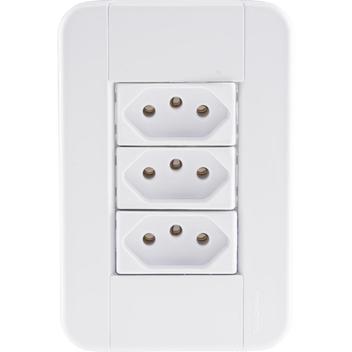 Conjunto 4x2 com 3 Tomadas 2P+T 10 A 250 V Tramontina Tablet Branco ...