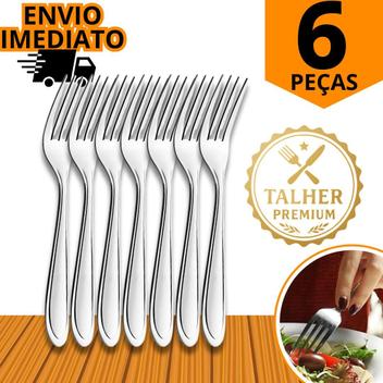Conjunto 6 Garfo Premium Talher Talheres Em inox Para Buffet Refeição ...