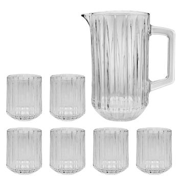 Conjunto 7 Peças Jarra Wolff Bangkok Com 6 Copos De Cristal ...