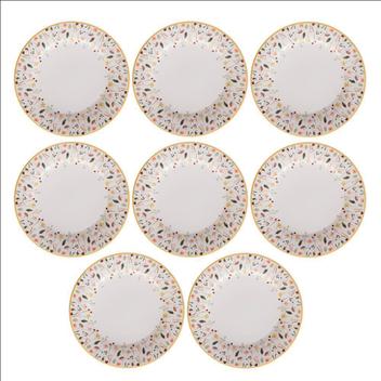 Conjunto 8 Pratos Raso Cerâmica Ashley 24,2Cm Amarelo - Corona - Pratos ...