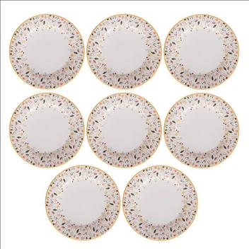 Conjunto 8 Pratos Raso Cerâmica Ashley 24,2Cm Amarelo - Corona - Prato ...
