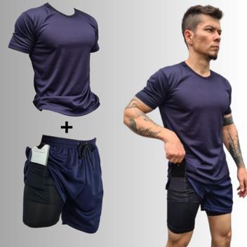 Conjunto Academia Short 2 Em 1 Camiseta Dry Fit Masculino - Sem Marca ...