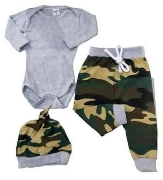 Conjunto Bebe Camuflado Bodye Touca Calça - KADU MODAS - Conjuntos de ...