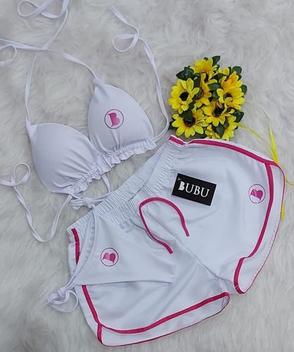 Conjunto Biquíni Refletivo Cortininha + Shorts - Gringas Model ...