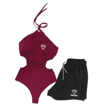 Conjunto Body Maiô Com Bojo Estampas Refletiva + Short - Gringas Model ...