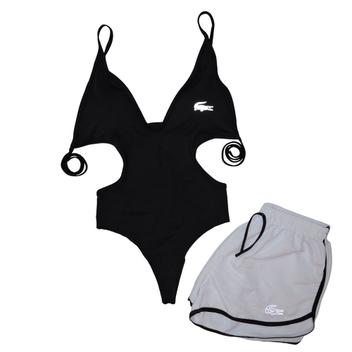 Conjunto Body Maiô Com Bojo, Refletivo + Short Tactel - Gringas Model ...