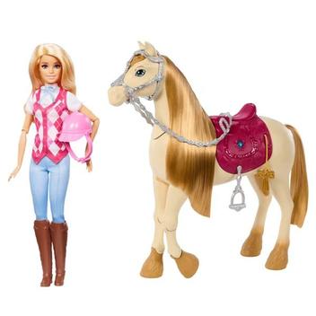 Conjunto Boneca Articulada Barbie Malibu Equitação Loira Com Cavalo ...