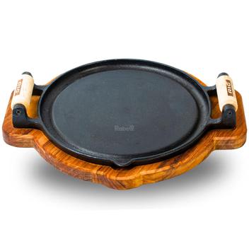 Conjunto chapa redonda de ferro grosso com suporte madeira - RIG ...