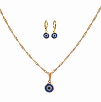Conjunto Colar Olho Grego Folheado Ouro 18k Antialérgico - MIXFOLHEADOS ...
