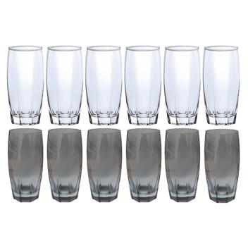 Conjunto Copos de Vidro 370ml 6 Transparente/6 Cinza Florida - PRATICASA - Copos - Magazine Luiza