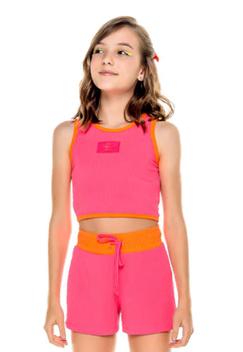 Conjunto Cropped Shorts Pink Mylu - Conjunto Infantil - Magazine Luiza