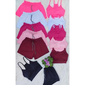 Conjunto Cropped Top Com Bojo + Short Liso - Gringas Model - Conjunto ...