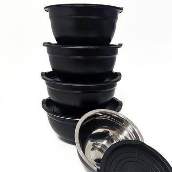 Conjunto de 5 Bowls Tigelas de Inox Preto com Tampa Kit - ForceInox ...