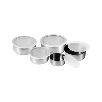 Conjunto De 5 Potes Inox Jogo Tigelas Bowl C/ Tampa Cozinha - Clink ...