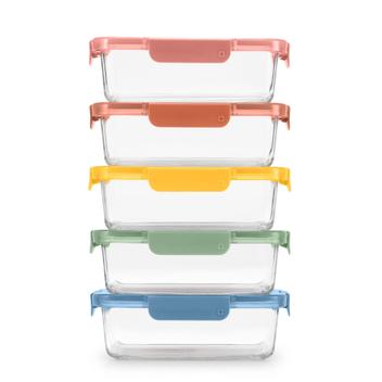 Conjunto de 5 Recipientes de Vidro Ello Color Lock para Preparo de ...