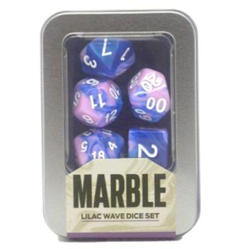 Conjunto de 7 Dados Marble para RPG (D4, D6, D8, D10, D10%, D12, D20 ...