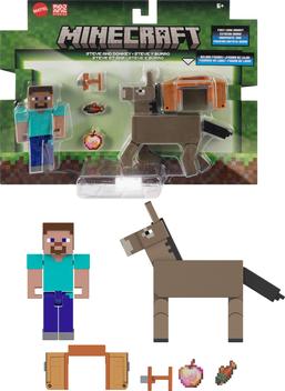Conjunto de bonecos de ação Mattel Minecraft Steve & Donkey 8cm ...