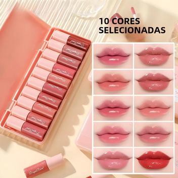 Conjunto De Brilho Labial Com Brilho Fino, 10 Peças, Hidratante ...