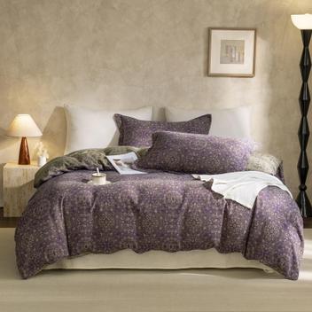Conjunto de capa de edredon LifeTB: roxo, verde, floral, linho, algodão ...