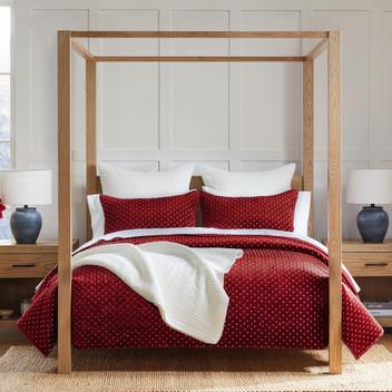 Conjunto de edredões Levtex Home Cross Stitch Velvet Red Full/Queen ...