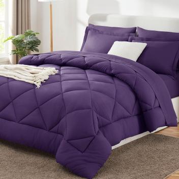 Conjunto de edredom Bed in a Bag CozyLux King de 7 peças roxo - Edredom ...