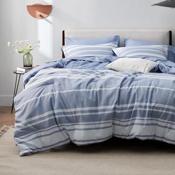 Conjunto de Edredom Bedsure King 7 Peças - Listrado Azul e Branco ...