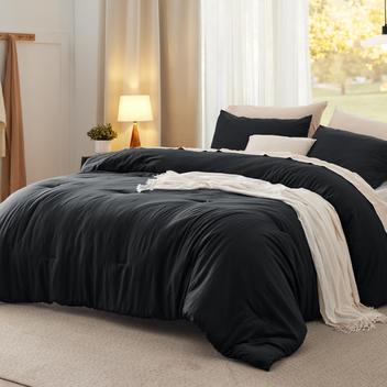 Conjunto de Edredom Bedsure King Size Preto - Pré-Lavado - 3 Peças ...