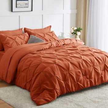 Conjunto de edredom CozyLux Burnt Orange King de 7 peças de cama em uma ...