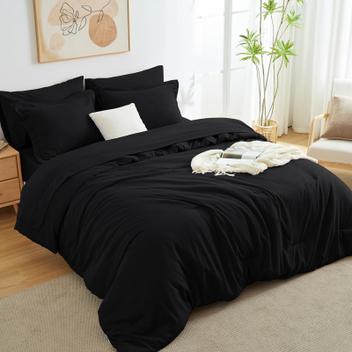 Conjunto de edredom CozyLux King Black de 7 peças de cama em uma bolsa ...