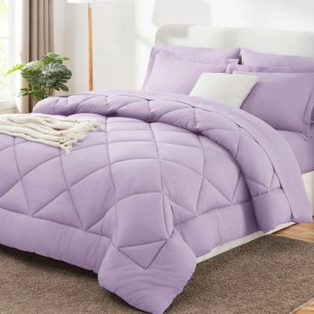 Conjunto de edredom CozyLux King Size, roxo claro, 7 peças, cama em uma ...