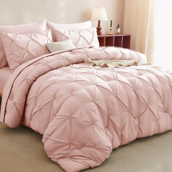 Conjunto de edredom CozyLux Pink Queen com 7 peças de cama em uma bolsa ...