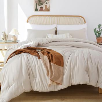 Conjunto de edredom ROSGONIA Full Size Bege com 1 edredom e 2 fronhas ...