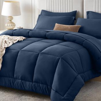Conjunto de edredom Sasttie Queen Navy, 7 peças, cama em uma bolsa ...