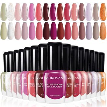 Conjunto de Esmaltes Morovan Pink Air Dry - 15 Cores de 7mL - Unhas e ...