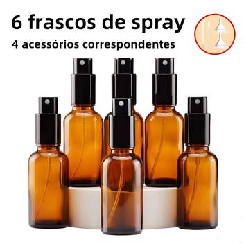 Conjunto De Frascos De Spray De Vidro Âmbar De 30ml Com Acessórios 6 ...