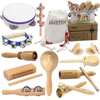Conjunto de instrumentos musicais CRAFTEEM Natural Wood para crianças ...