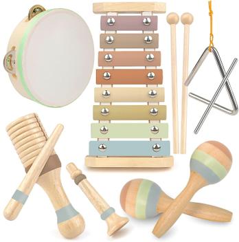 Conjunto de Instrumentos Musicais de Madeira Stoie's para Crianças (1 a ...