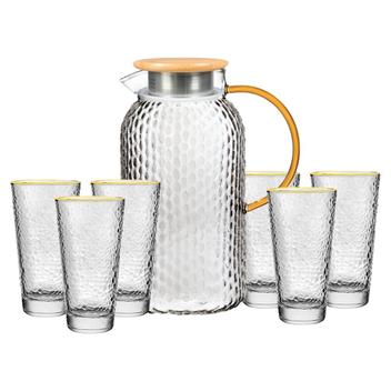 Conjunto De Jarra Astrid 1,8L Com 6 Copos Hammers 320ml Borda Dourada - Hauskraft - Jarra ...