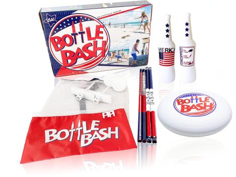 Conjunto de jogos Outdoor Flying Disc Bottle Bash USA com postes e ...