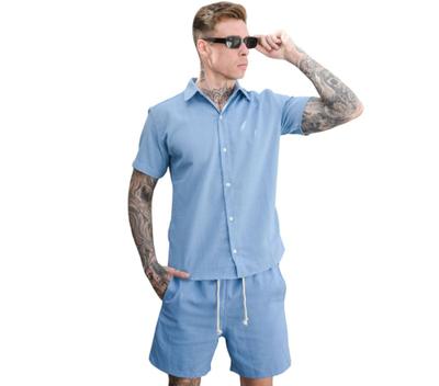 Conjunto de Linho Masculino Camisa Botão Linho Bermuda Linho - Volgue ...