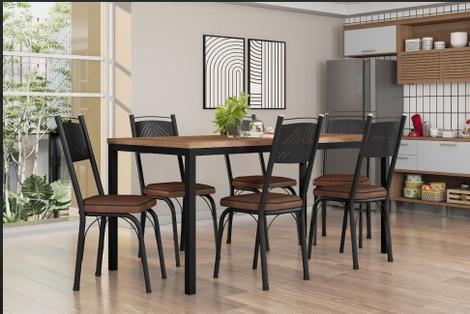 Conjunto de Mesa Adri Tampo BP + 6 cadeiras - Straso Móveis - Mesa de ...