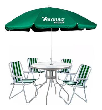 Conjunto De Mesa Com 4 Cadeiras + Guarda Sol - Veronna - Móveis para ...