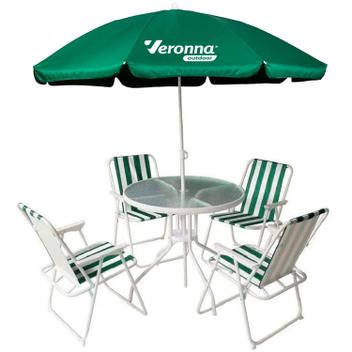Conjunto De Mesa Com 4 Cadeiras + Guarda Sol - Veronna - Móveis para ...