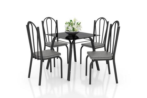 Conjunto De Mesa Lotus 75cm Com 4 Cadeiras 121 Preto Platina Artefamol ...