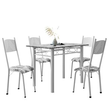 Conjunto De Mesa Sala de Jantar Sara Com 4 Cadeiras Tubular Granito 1 ...